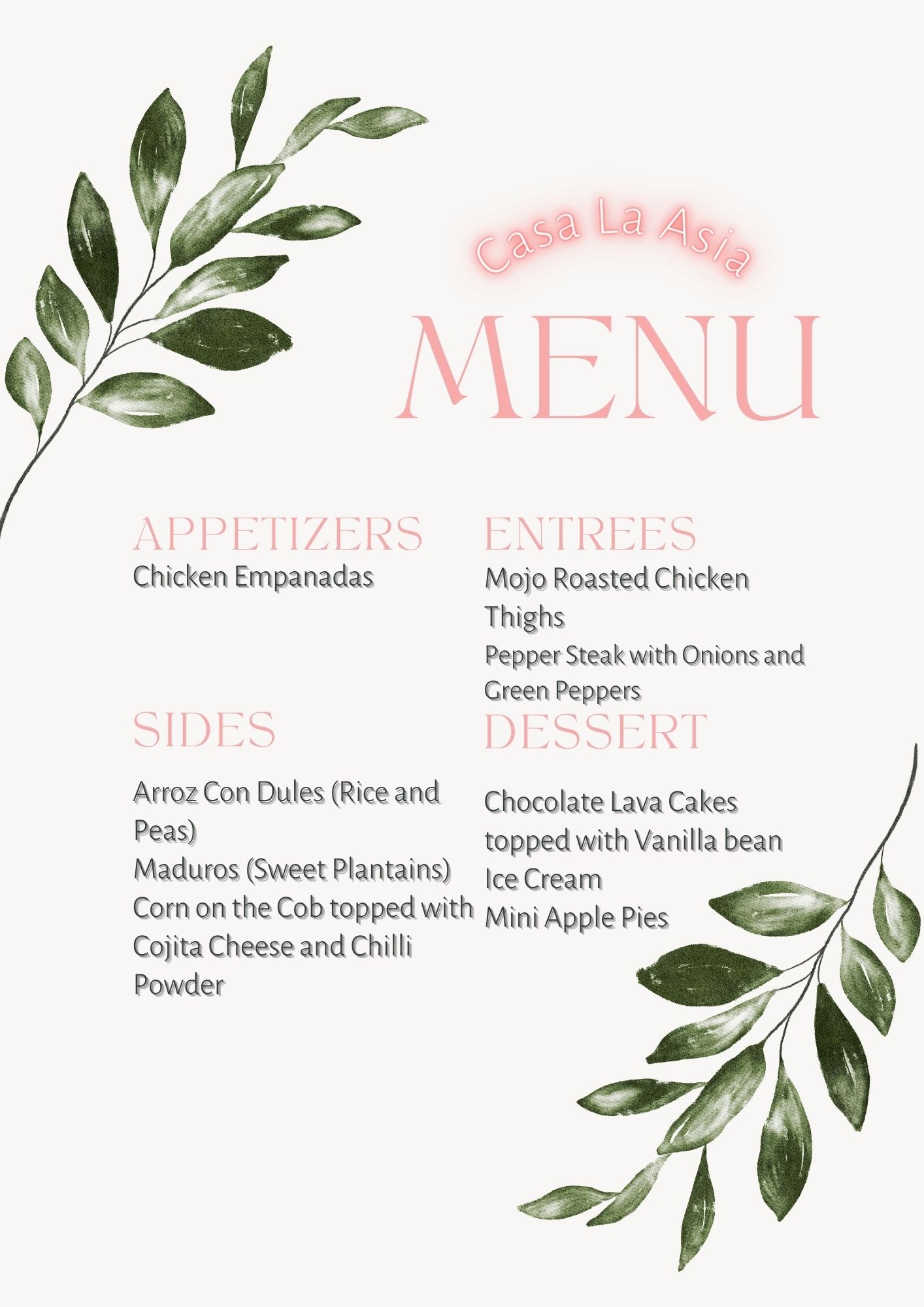 Private Event Menu Options#N# – Asia's Kitchen of Love LLC
